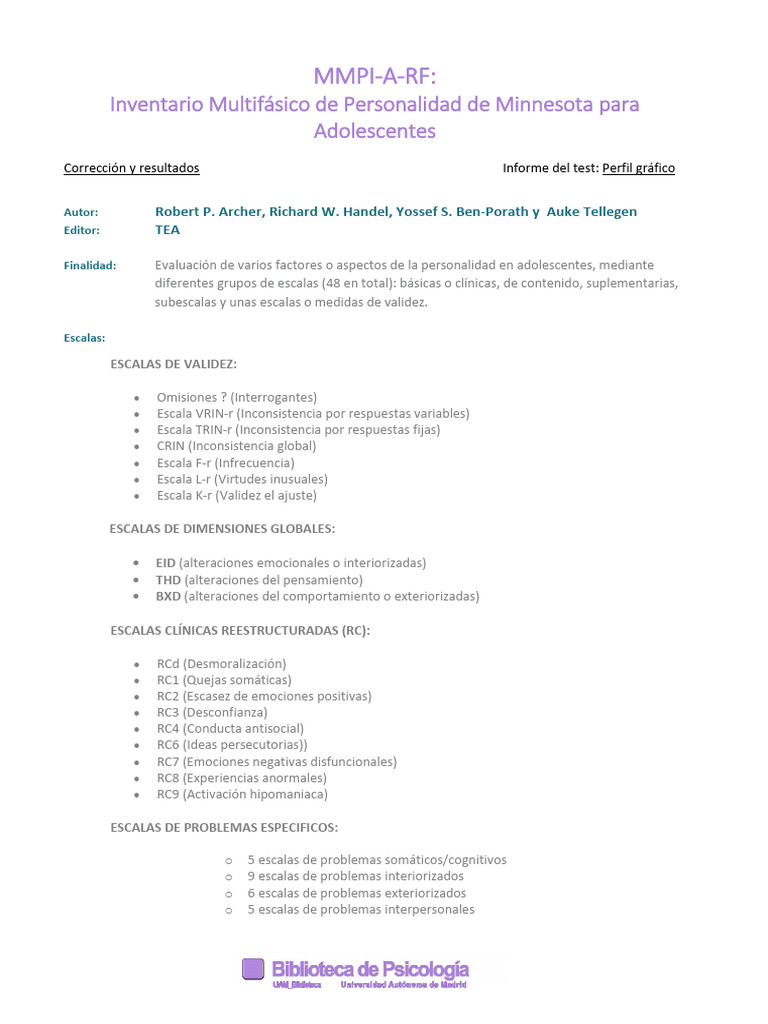 Mmpi A RF | PDF