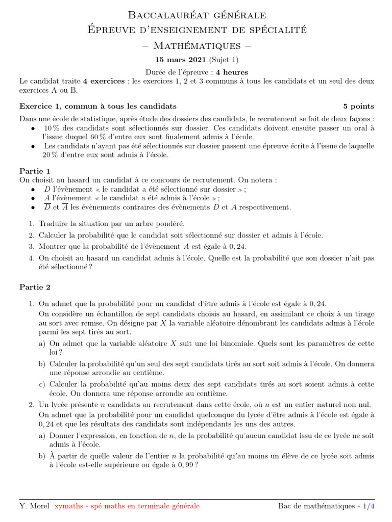 Bac 15 Mars 2021 | PDF