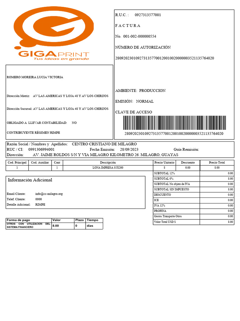 Factura Gigaprint | PDF