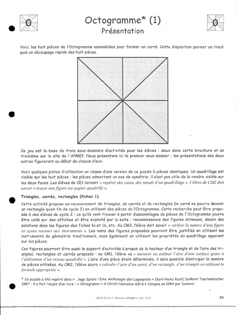 Jeux Maths Octogramme 1 | PDF