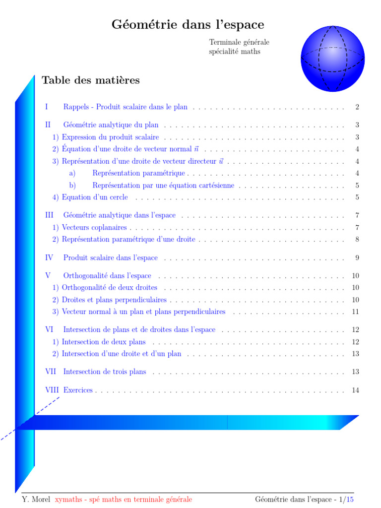 Cours Geometrie Espace Produit Scalaire | PDF