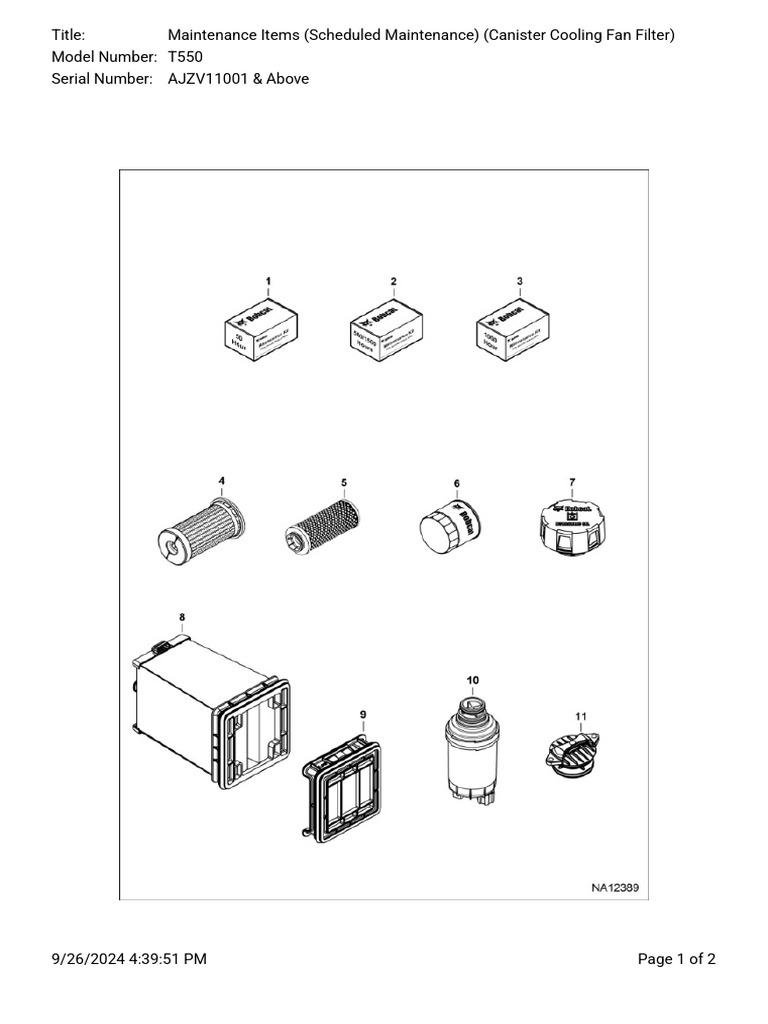T550 Scheduled Maintenance Parts List | PDF