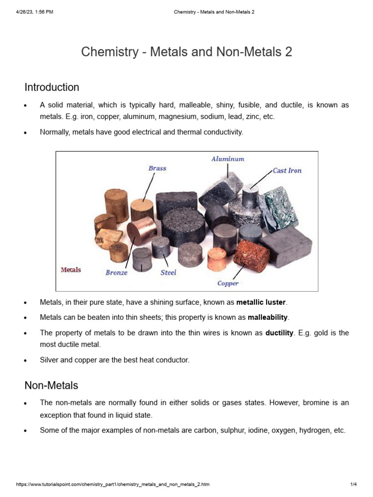 Chemistry - Metals and Non-Metals 2 | PDF | Metals | Ore