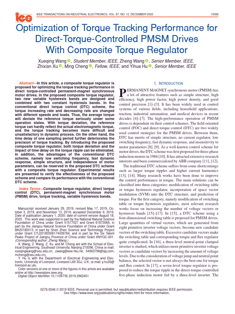 Optimization of Torque Tracking Performance For Direct-Torque-Controlled PMSM Drives With ...