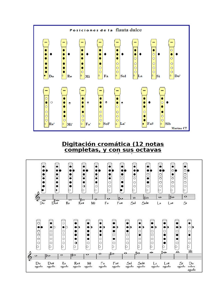 Notas Completas en La Flauta Dulce | PDF