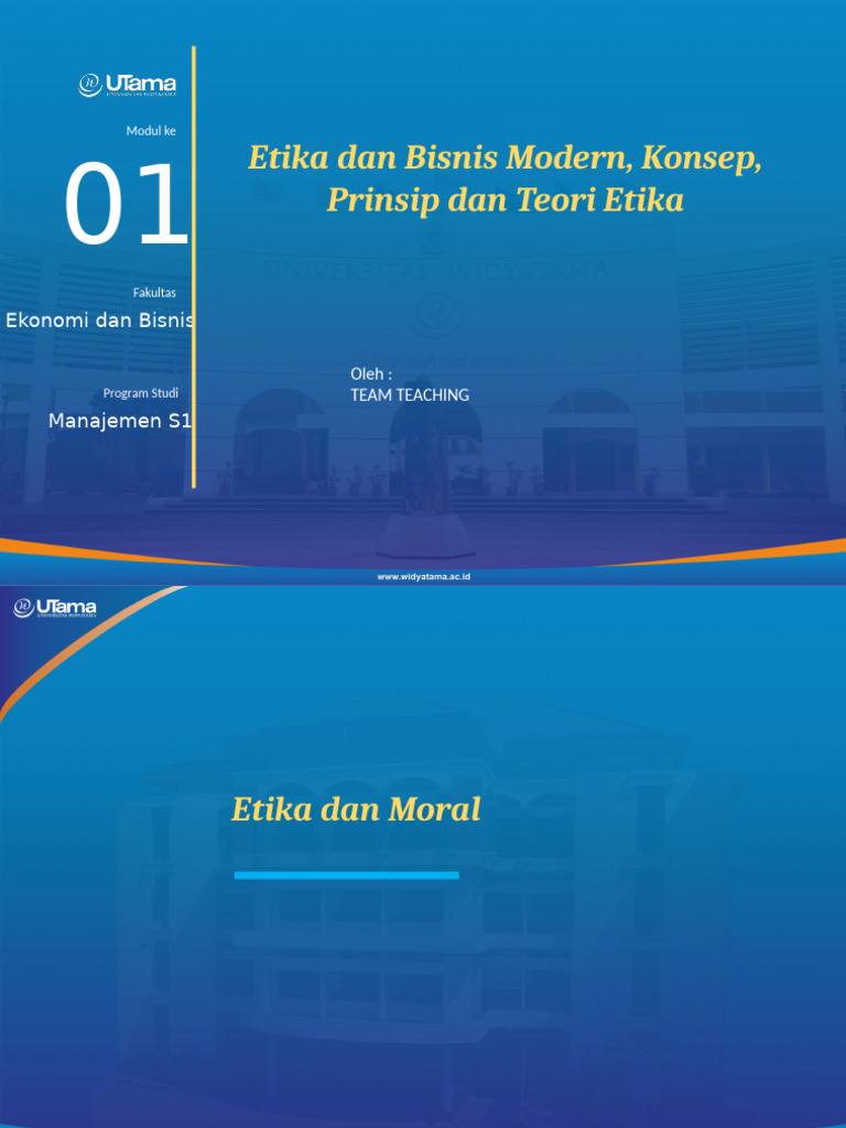 PPT 1 Modul Etika dan Bisnis Modern, Konsep, Prinsip dan Teori Etika 1 | PDF