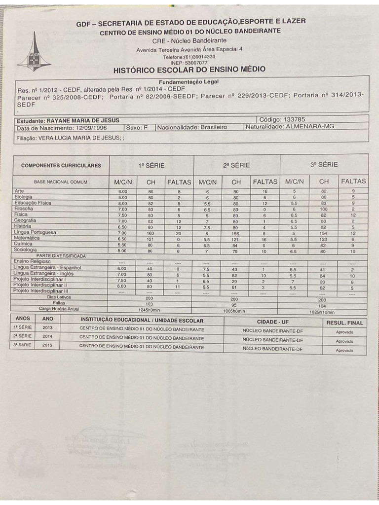 Historico Escolar Ensino Medio | PDF