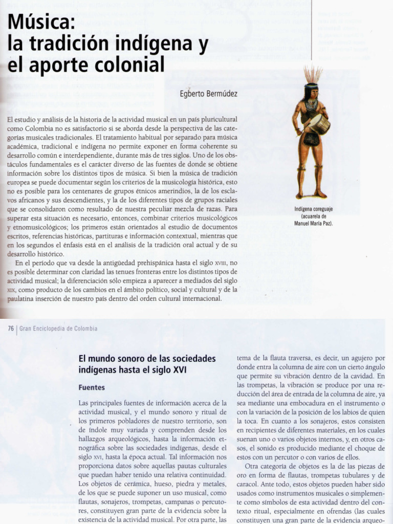 Música Indígena y Colonial en Colombia | PDF | Instrumentos musicales ...