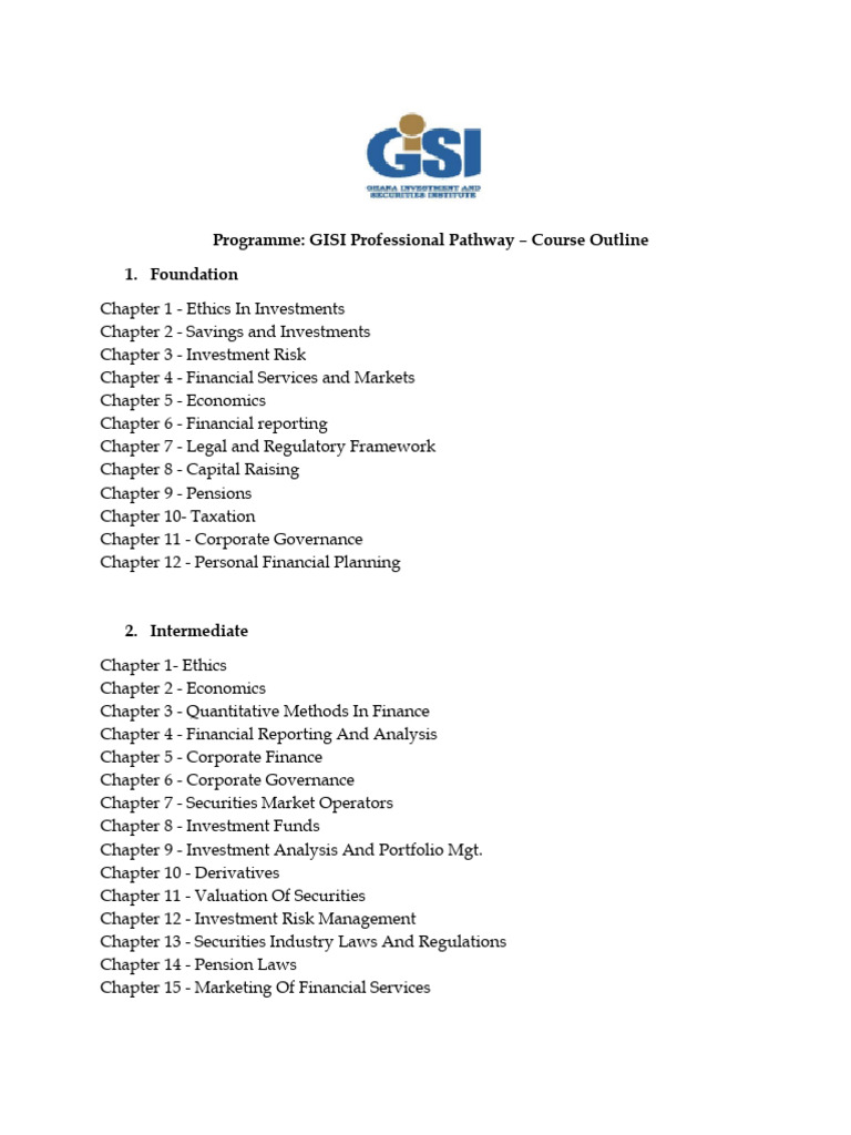 GISI Professional Pathway Course Outline | PDF
