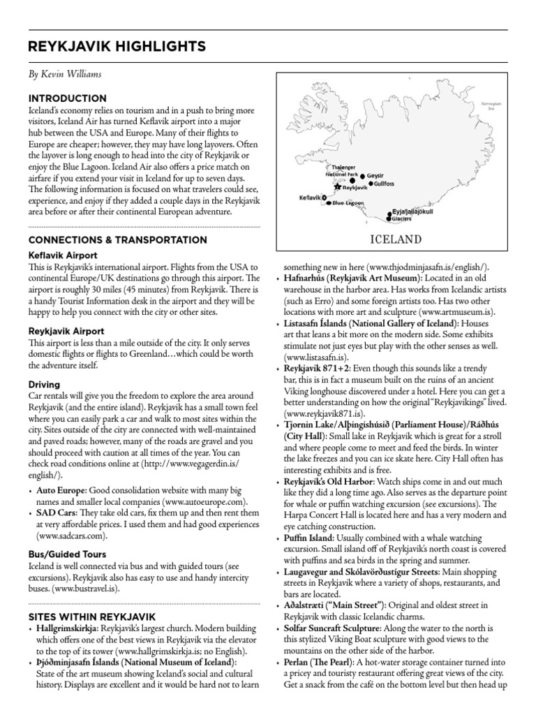 Reykjavik Highlights Kevin | PDF