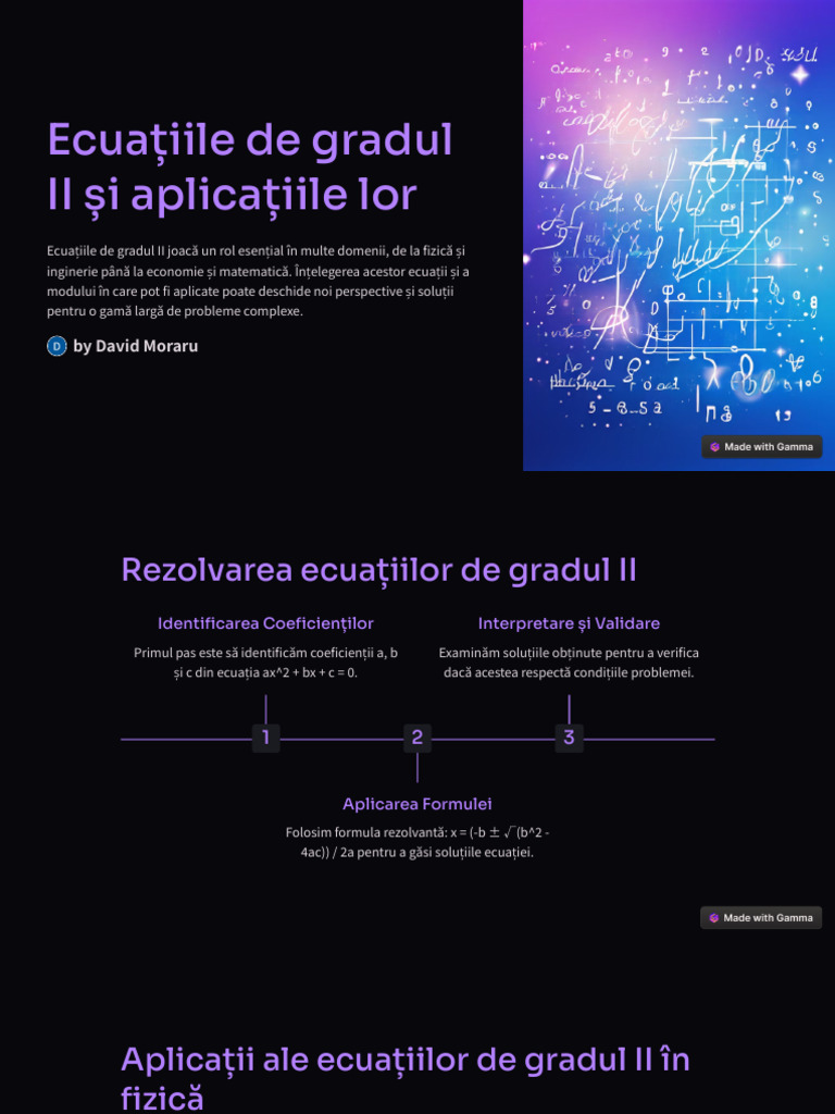 Ecuatiile de Gradul II Si Aplicatiile Lor | PDF