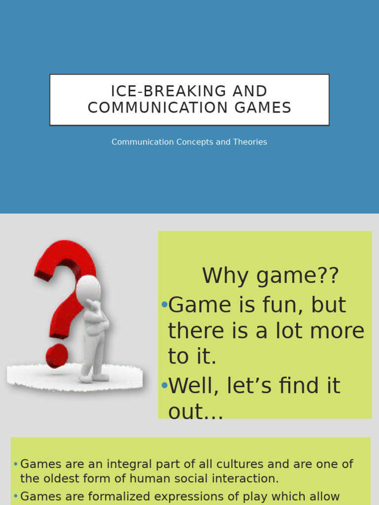 Ice-Breaking and Communication Games | PDF