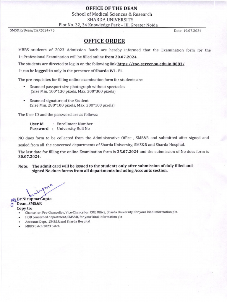 Office Order MBBS 2023 | PDF