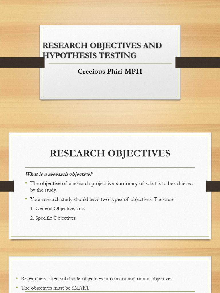 Research Objectives and Hypothesis Test | PDF