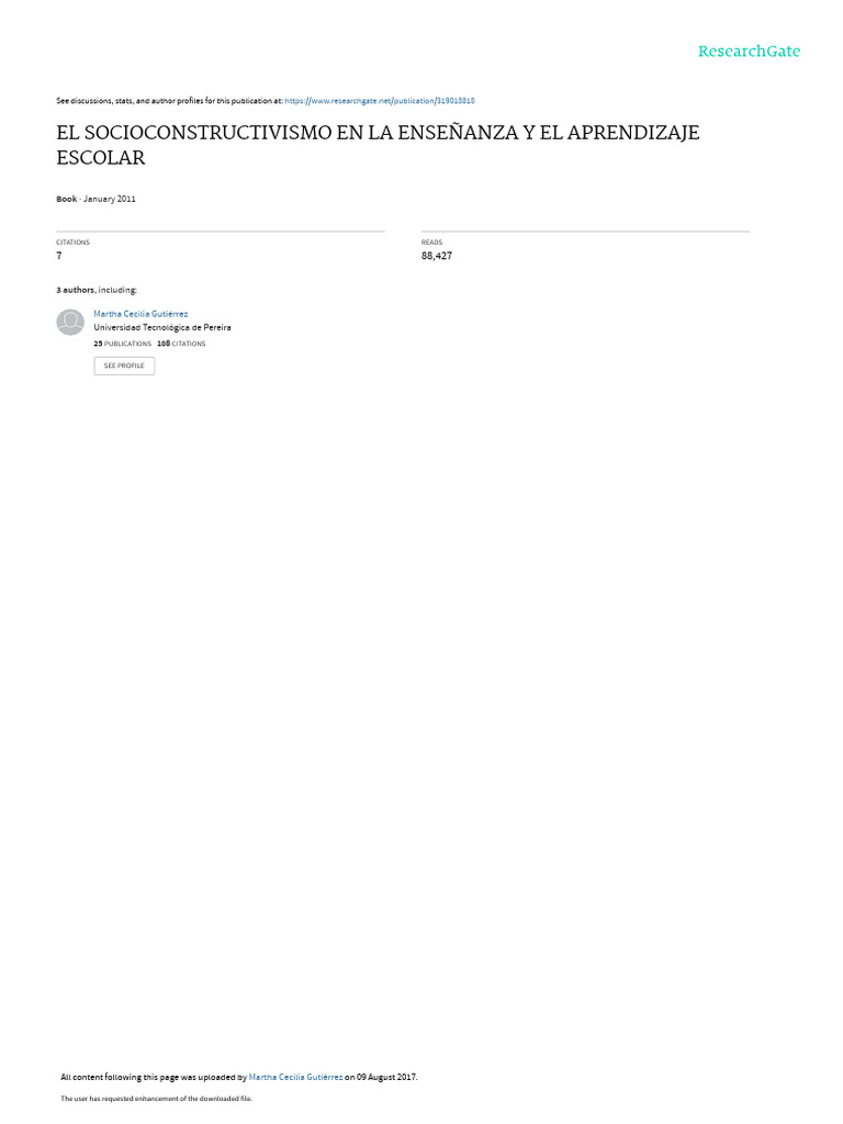 El Socioconstructivismo en La Enseñanza Y El Aprendizaje Escolar | PDF