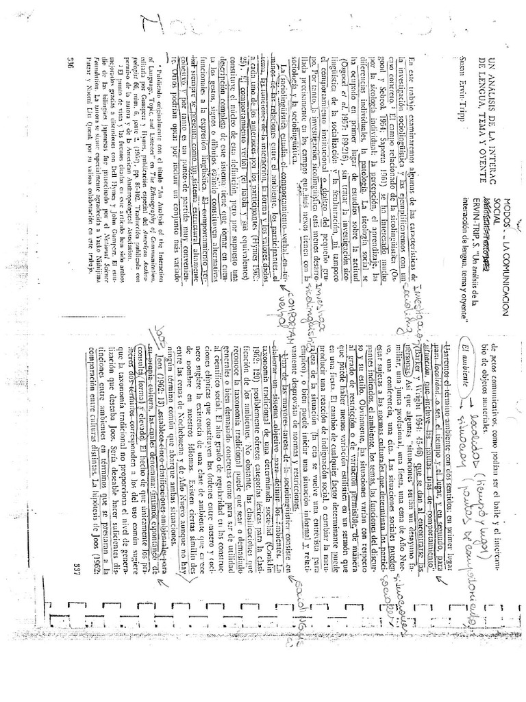 ERVIN-TRIP, Susan. Un Análisis de La Interacción de Lengua, Tema y ...