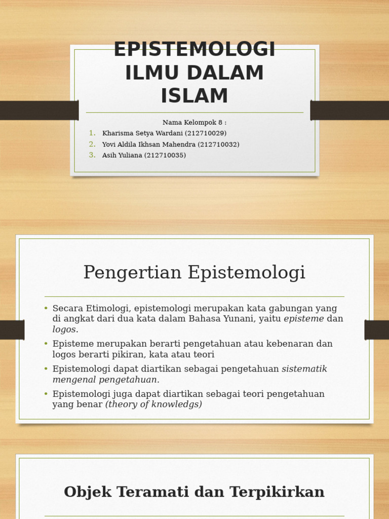 Aik Kel. 8 Epistemologi Ilmu Dalam Islam | PDF