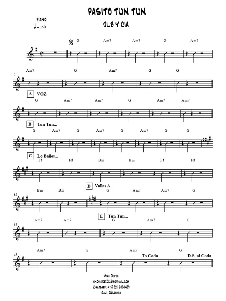 Pasito Tun Tun - JLB Y CIA - Piano | PDF