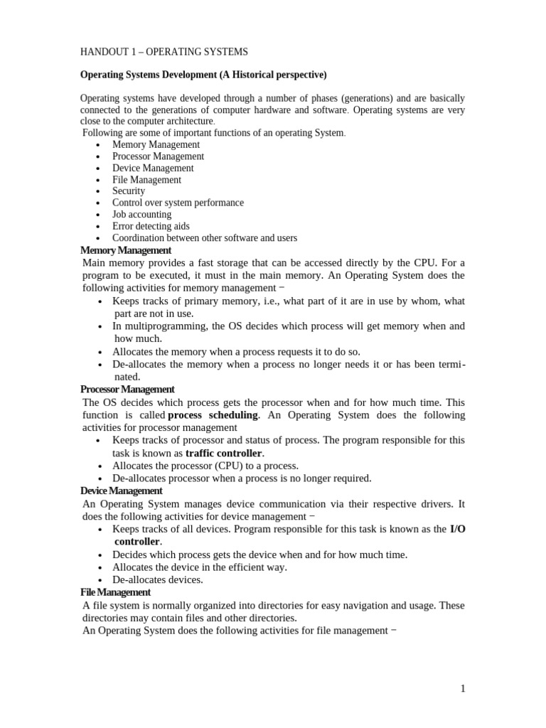 HANDOUT 1 OS DEVELOPMENT | PDF