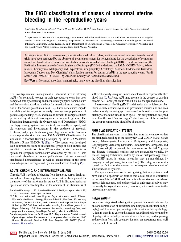 AUB Classification- FIGO | Menstruation | Sexual Health