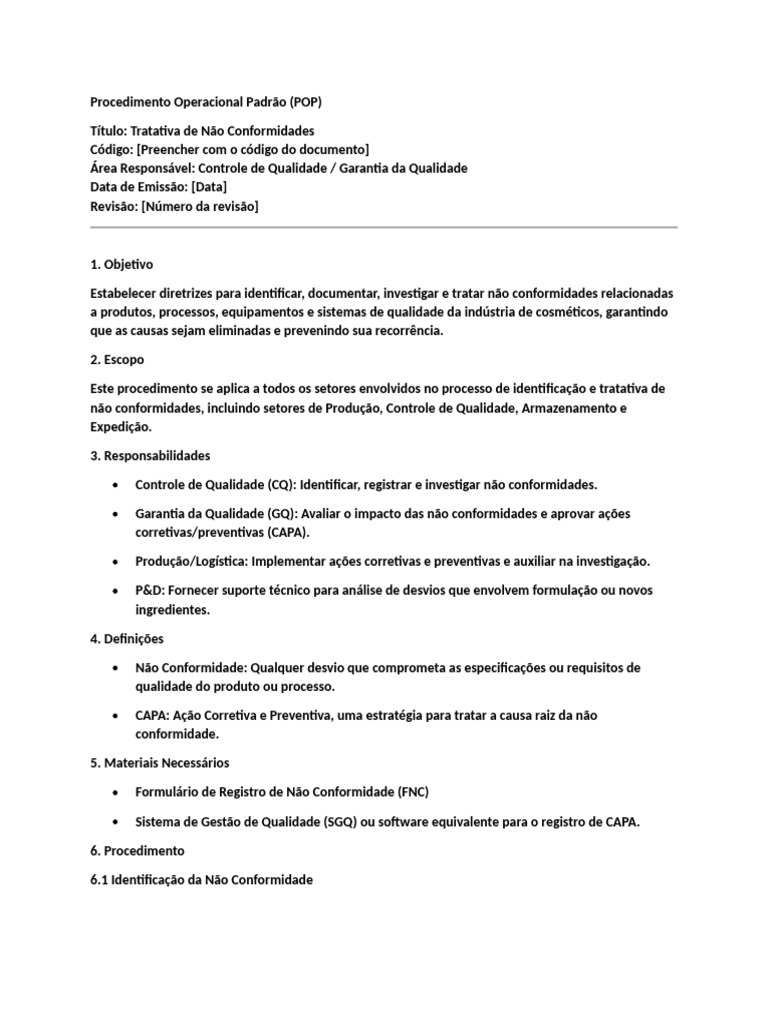 Tratativa de Não Conformidades em Qualidade | PDF | Qualidade (negócios ...