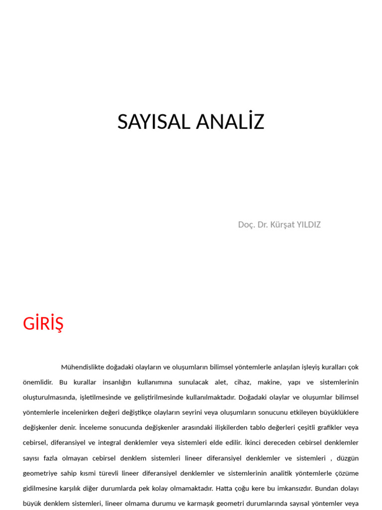 Sayisal Anali̇z | PDF