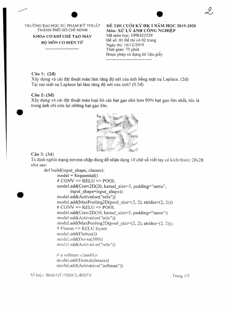 De Thi Mon Xu Ly Anh Iipr422529 | PDF