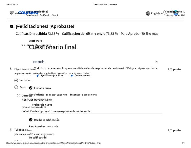 Cuestionario Final - Coursera 2 | PDF