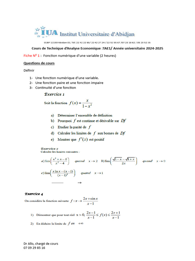 TD1 Tae 1 - 2024-2025 | PDF