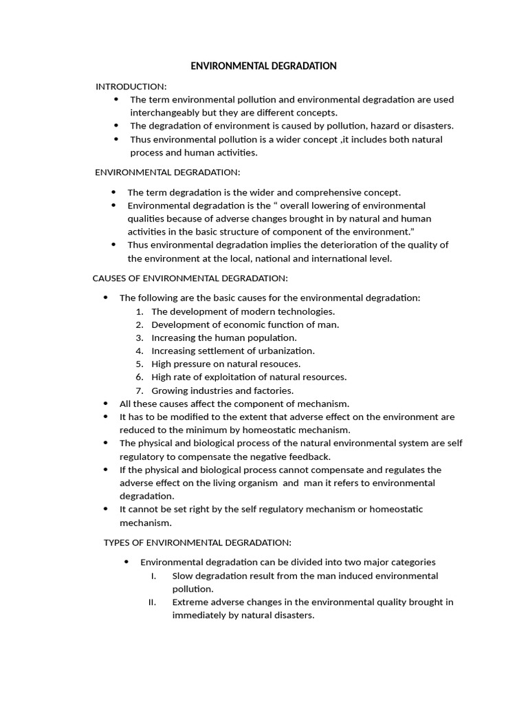 Environmental Degradation | PDF