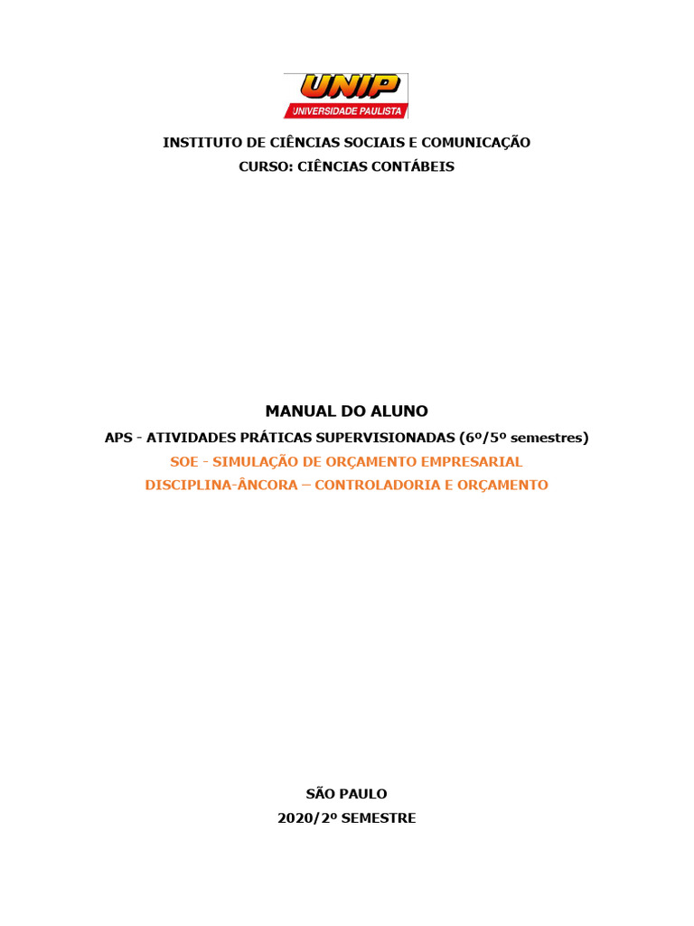 UNIP CONTÁBEIS - MANUAL APS SOE - Alunos - 2020.2 | PDF