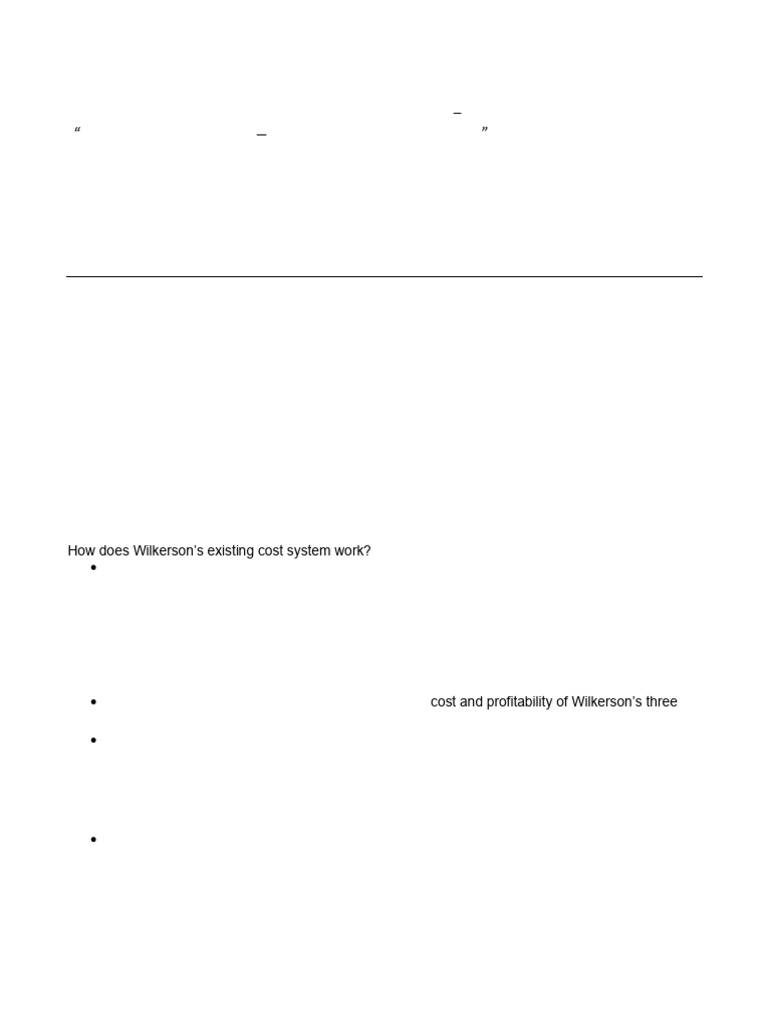 Group Case Analysis: Wilkerson Company | PDF
