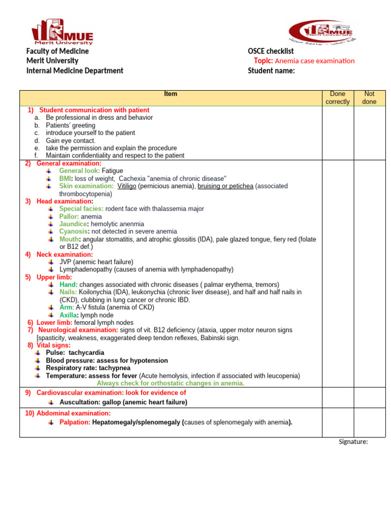 hematology case- checklist | PDF