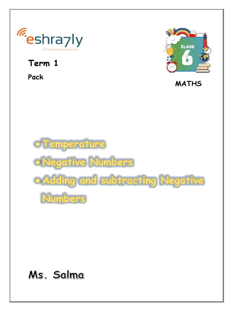 Pack 3 Negative Numbers | PDF