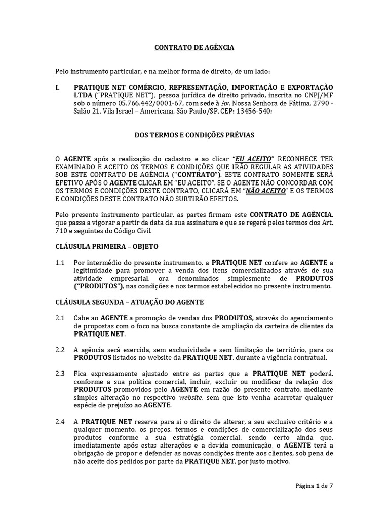 Contrato de Agenciamento | PDF
