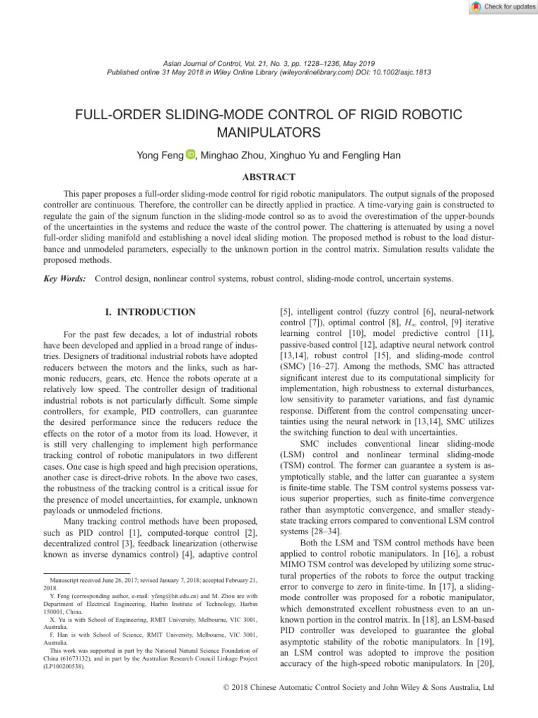 Asian Journal of Control - 2018 - Feng - Full Order Sliding Mode ...