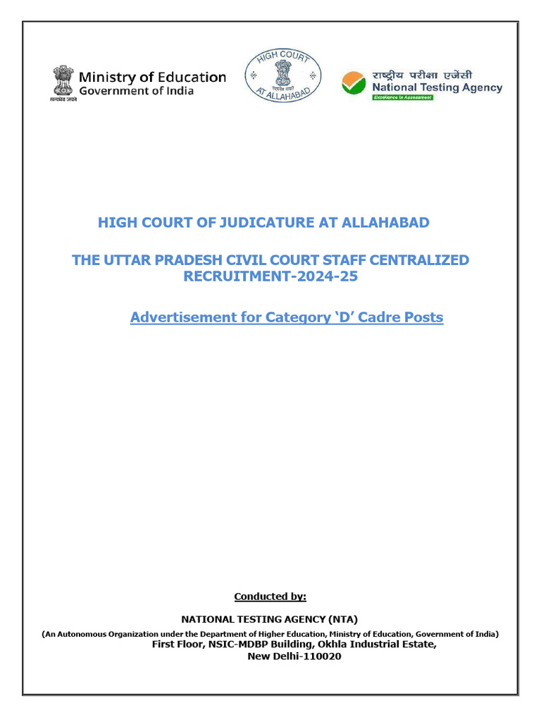 Detailed Advt Group D Posts | PDF | Multiple Choice | Technology ...