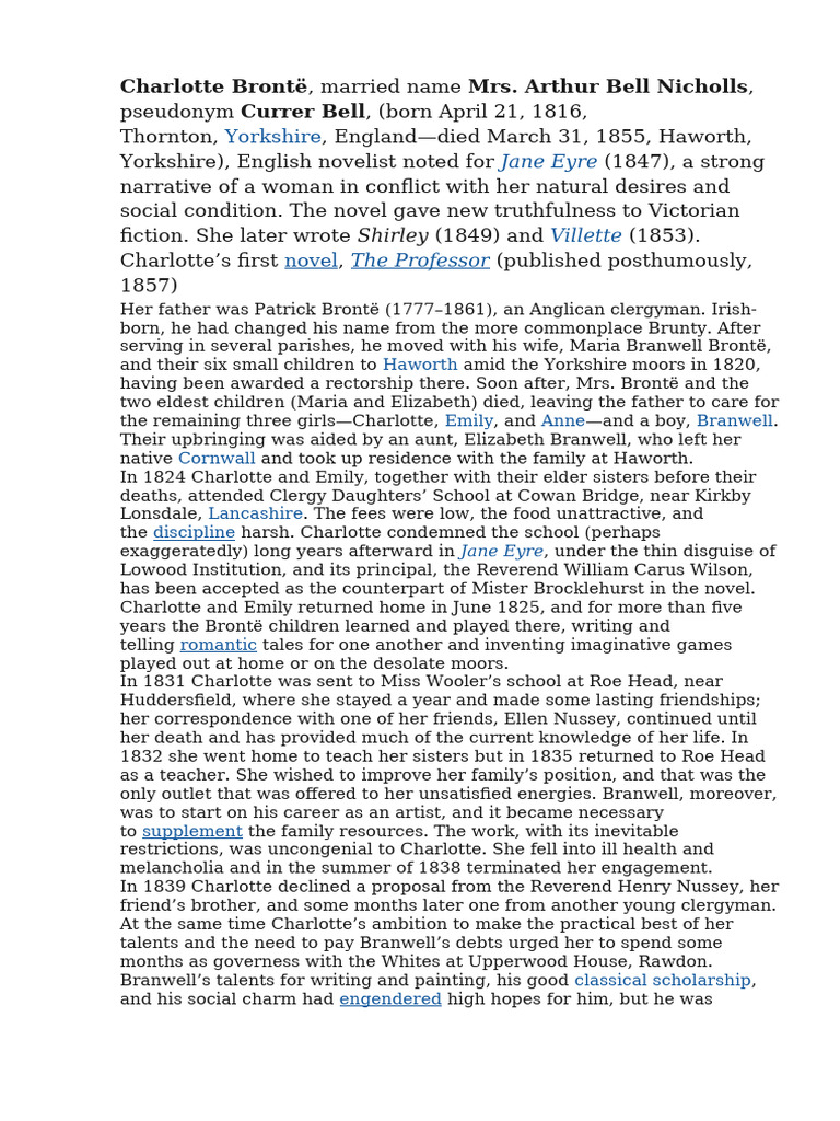 Charlotte Bronte | PDF