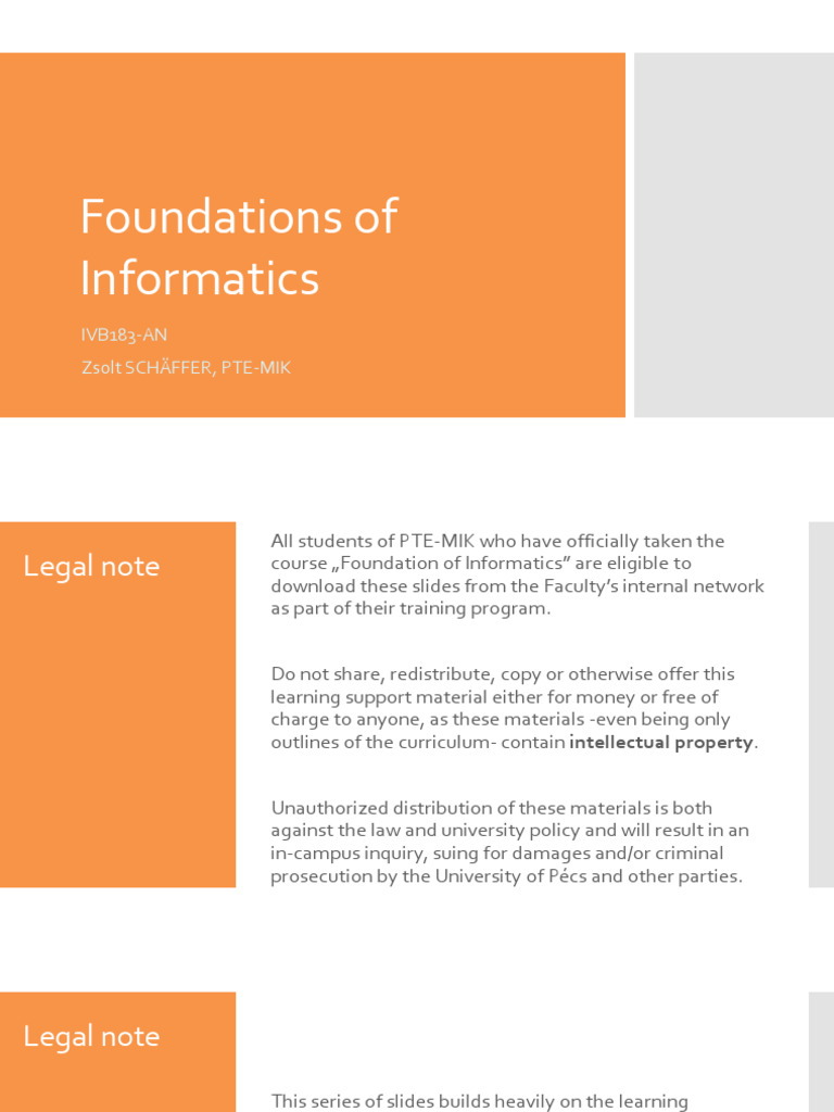 Foundations of Informatics: IVB183-AN - Mik | PDF