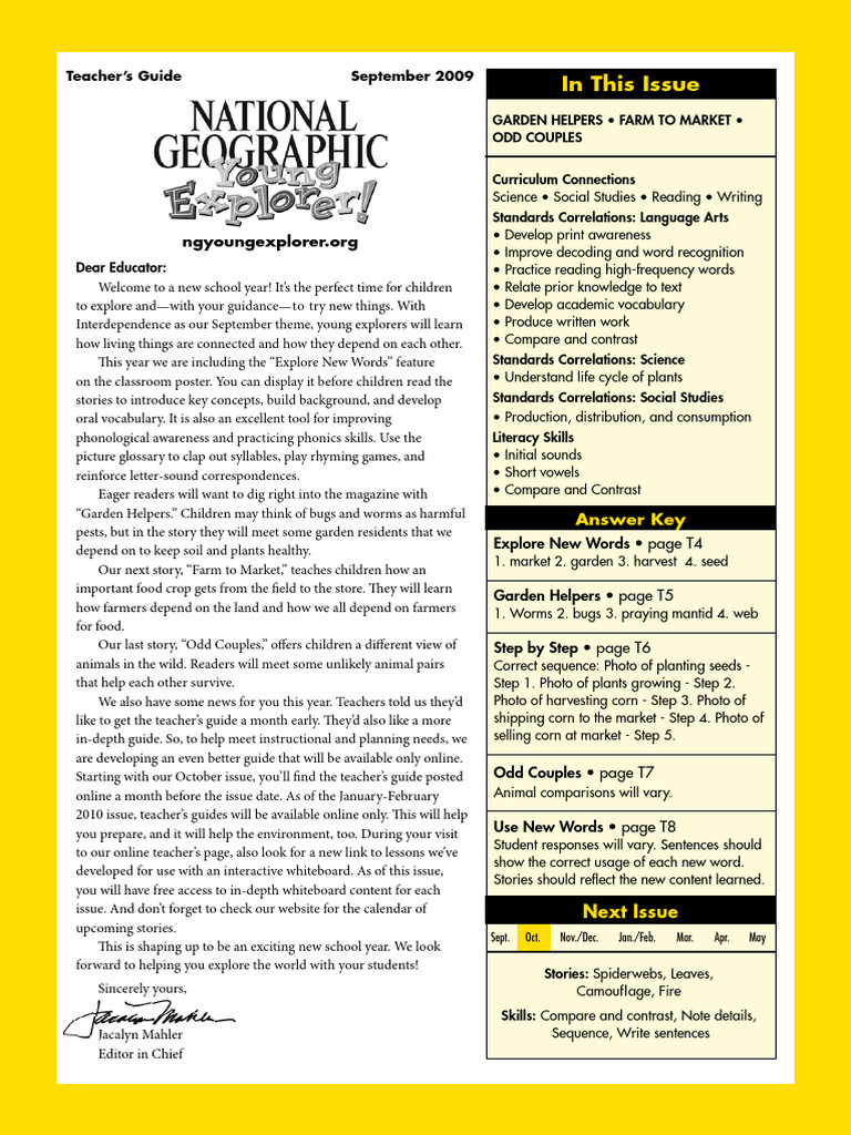 September Young Explorer Teacher Guide | PDF