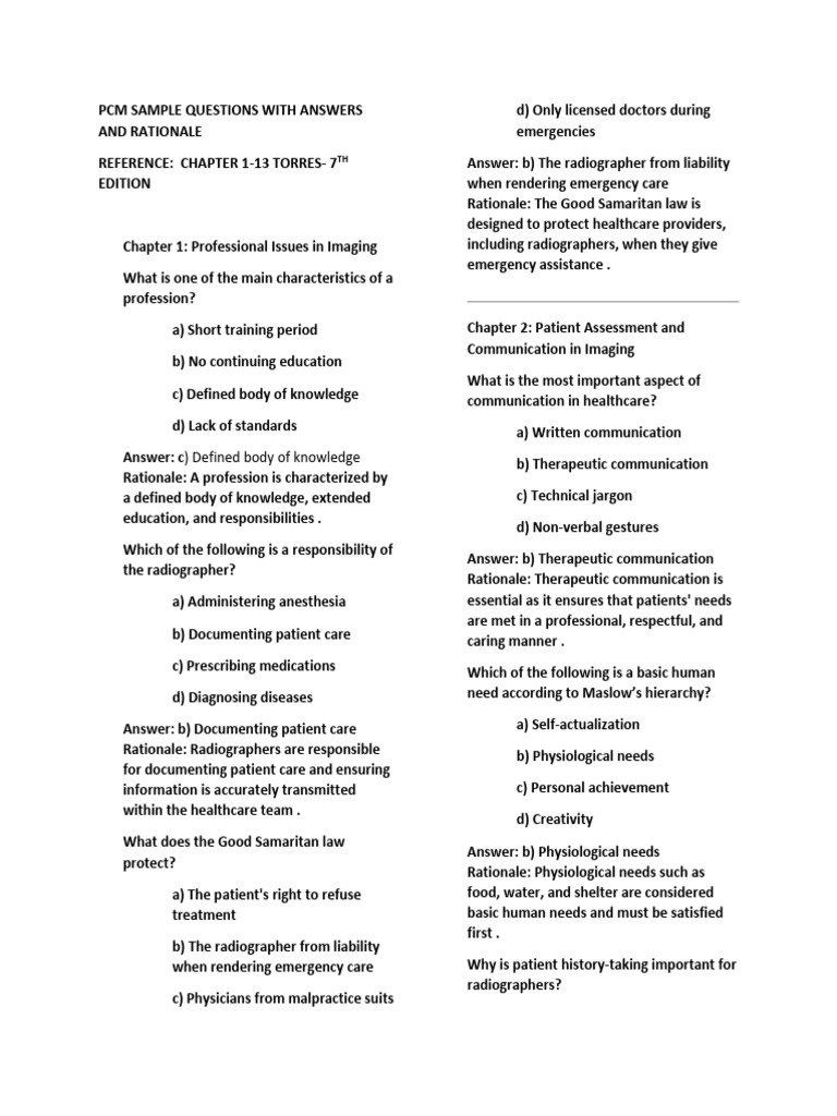 Chap.1 13 TORRES - PCM RANDOM SAMPLE QUESTIONS | PDF