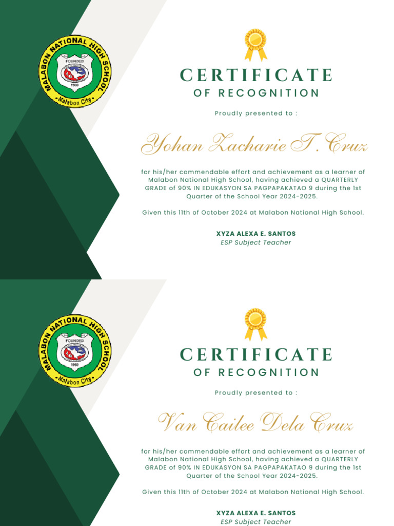 Grade 9 Certs | PDF | Titles | Social Psychology