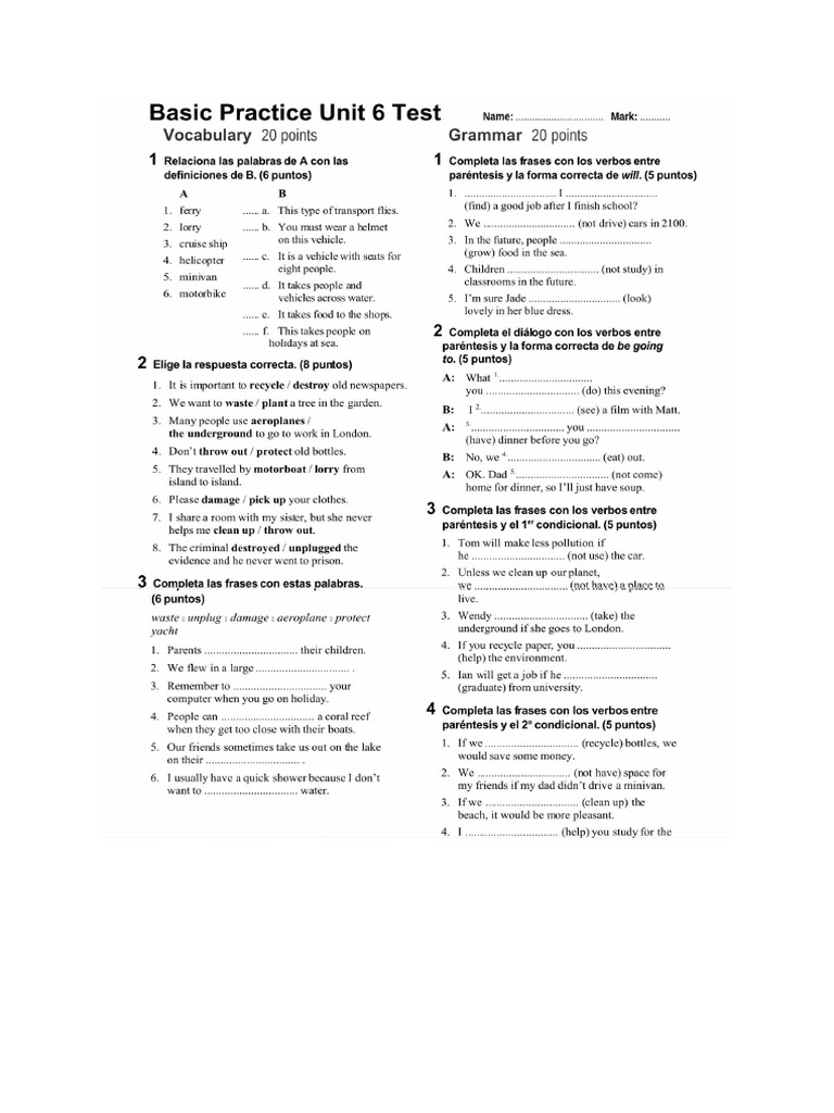 Unit 6 Practice Test | PDF