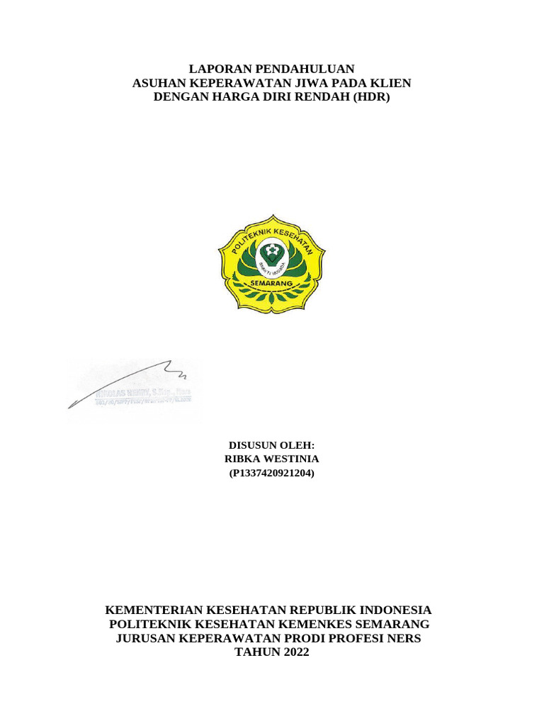 LP Harga Diri Rendah Ribka | PDF