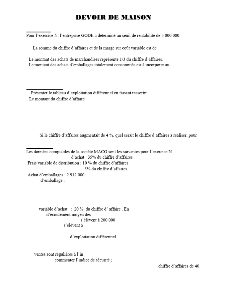 Devoir de Maison Controle de Gestion Isp | PDF | Business | Finance & Money Management