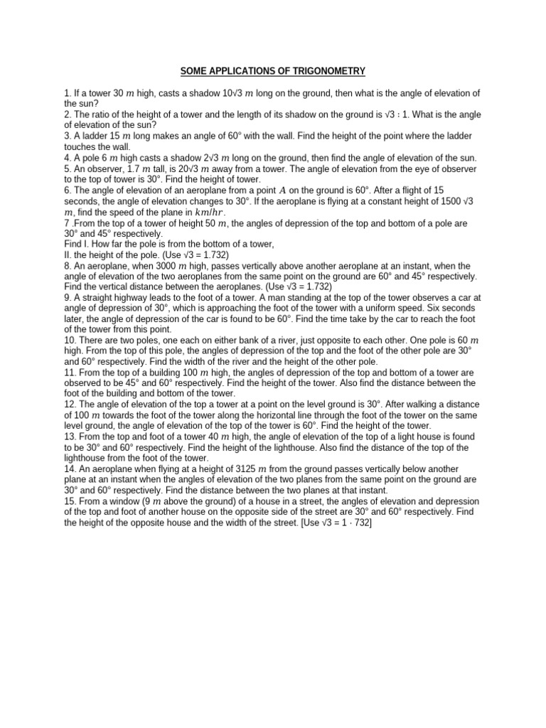 Some Applications of Trigonometry | PDF