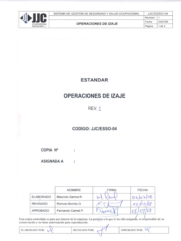 ESSO-04 Operaciones de Izaje Rev.1 | PDF