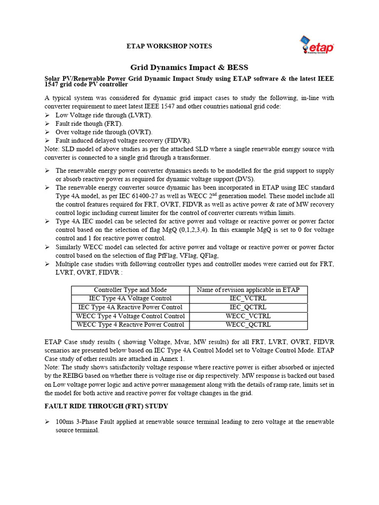 Grid Dynamics Impact & BESS - R1 | PDF