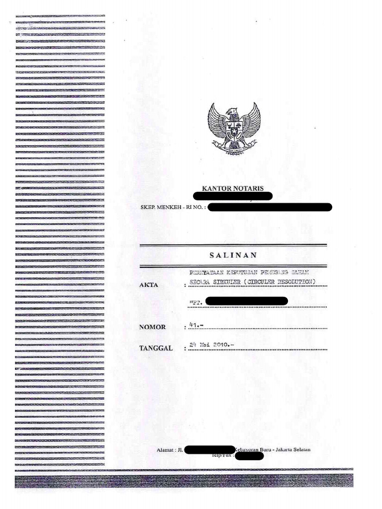 Akta Perubahan No. 41 2010 (Sudah Ditutup) | PDF