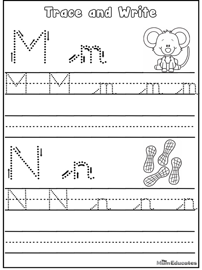 Alphabet Letters Tracing M and N TME | PDF